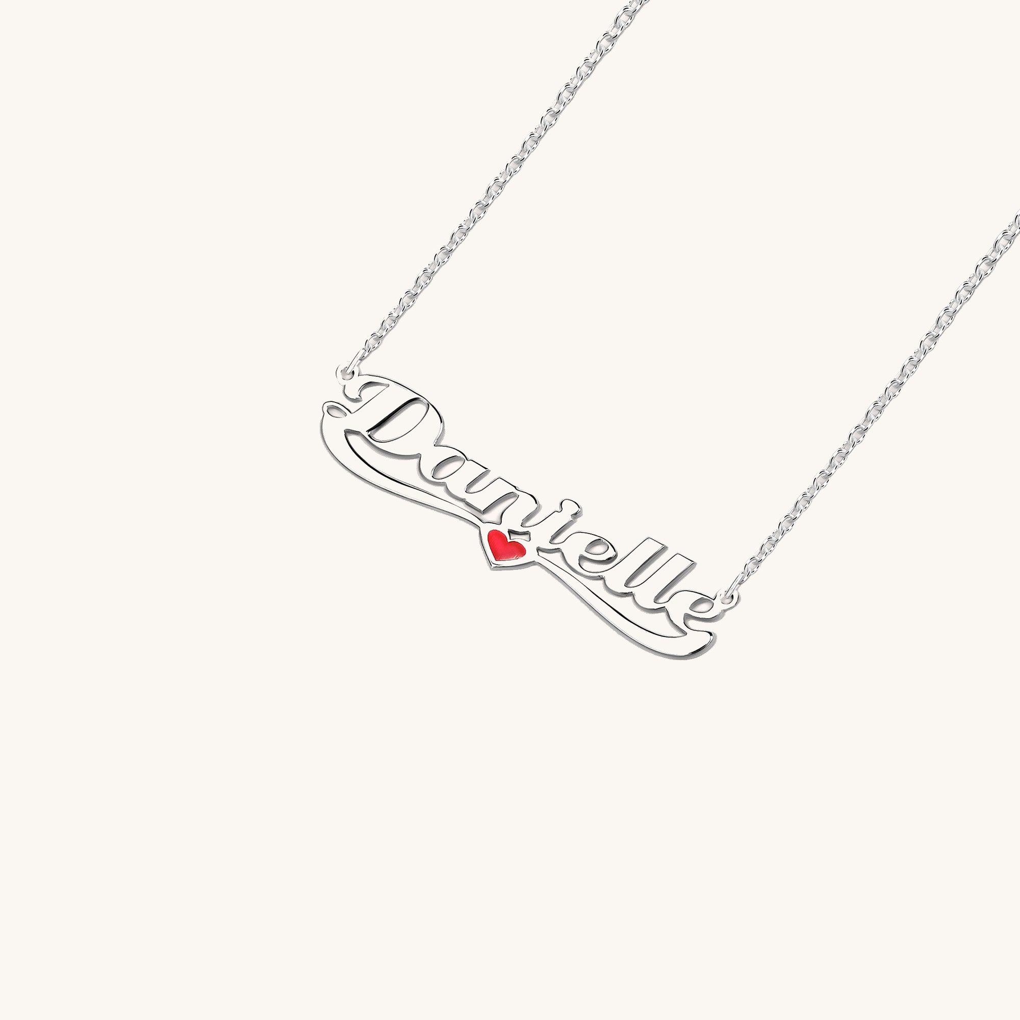 Heart Bar Enamel Nameplate Necklace - Keepsakes Jewels